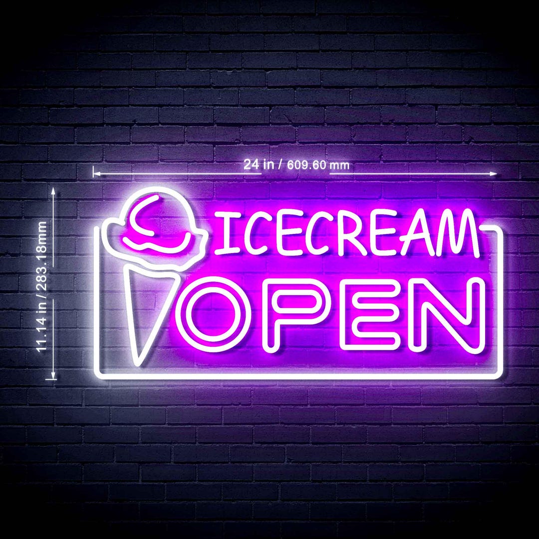 24" Open Ice Cream Ultra-bright LED Neon Sign W/ Remote - Etsy
