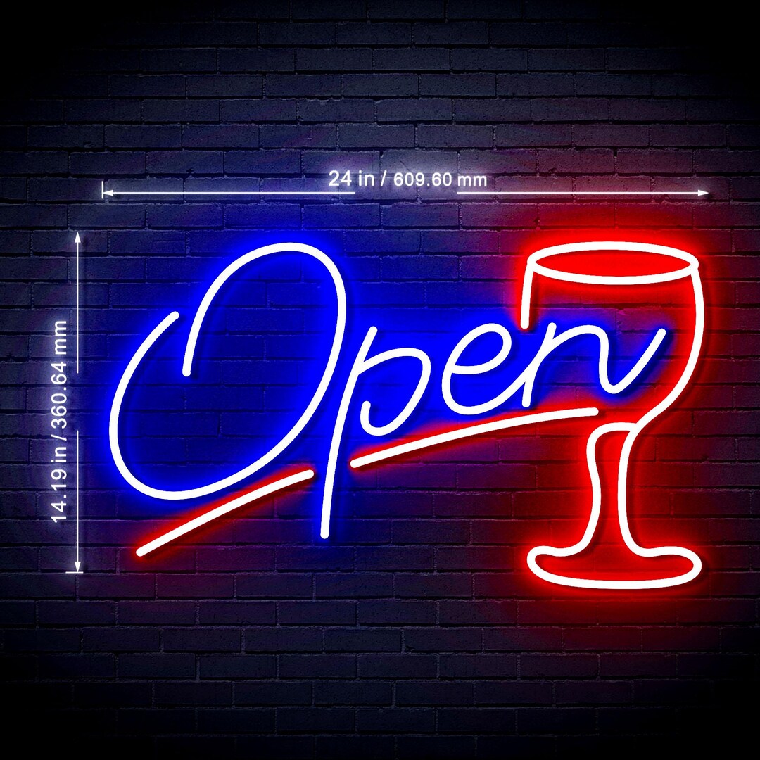 Open Wine Bar Ultra-bright LED Sign With Remote (neon-style, LED ...