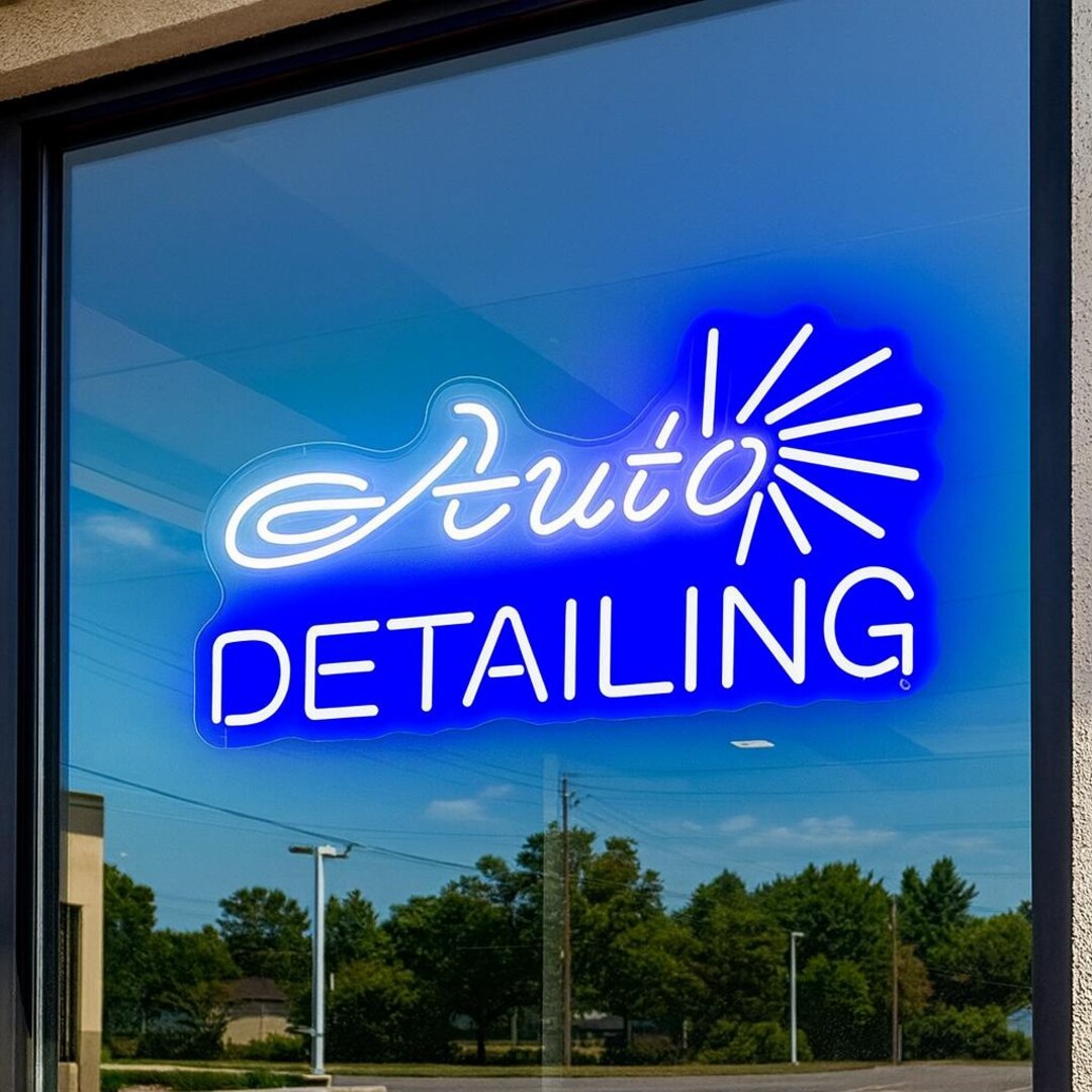 Auto Detailing Ultra-bright LED Sign With Remote (neon-style, LED ...