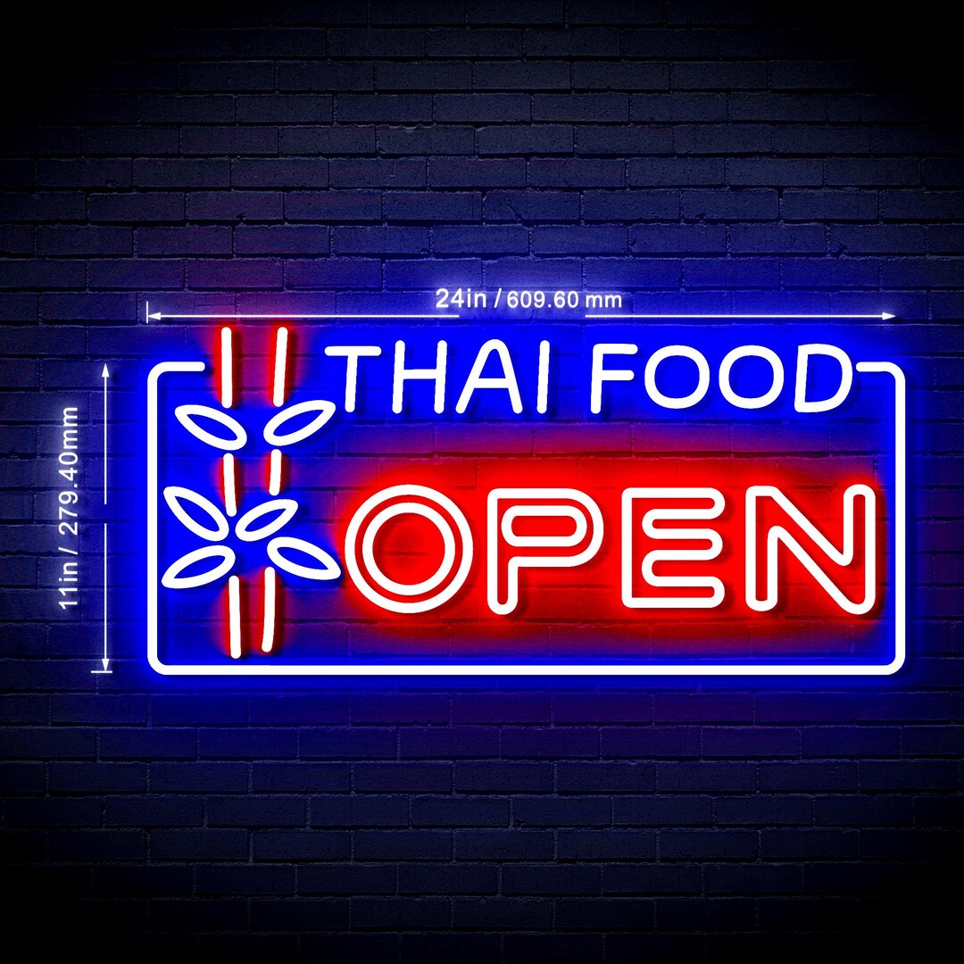24" Thai Food Open Ultra-bright LED Sign With Remote (neon-style, LED ...