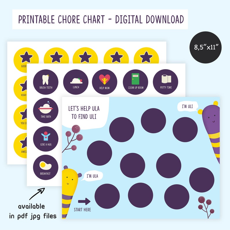 Printable Chore Chart Game for Kids - Etsy