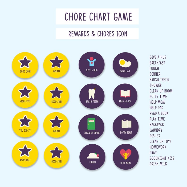 Printable Chore Chart Game for Kids - Etsy UK