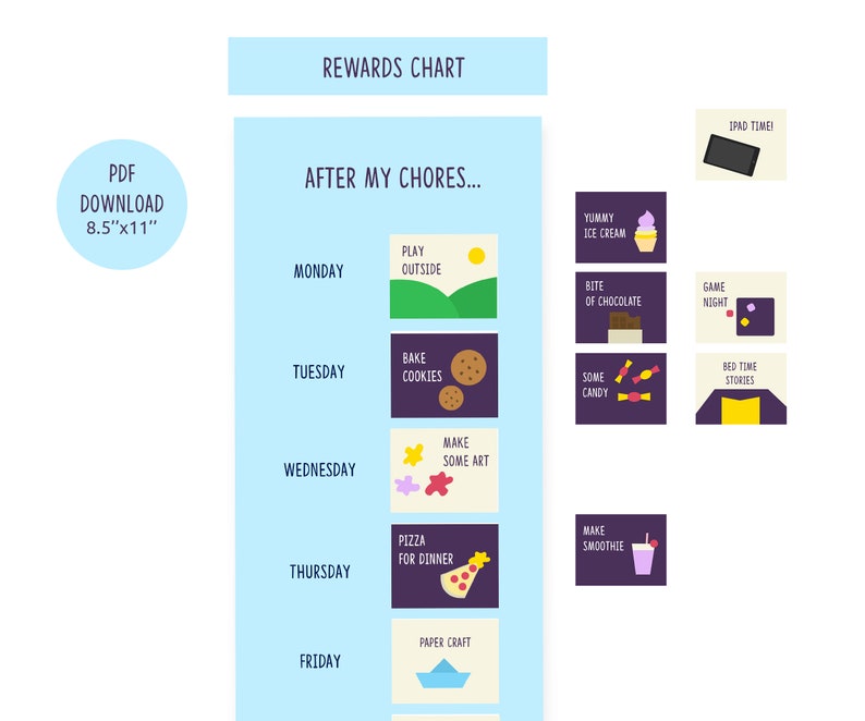 Weekly Rewards Chart, Rewards for Kids, After My Chores, Kids Rewards ...