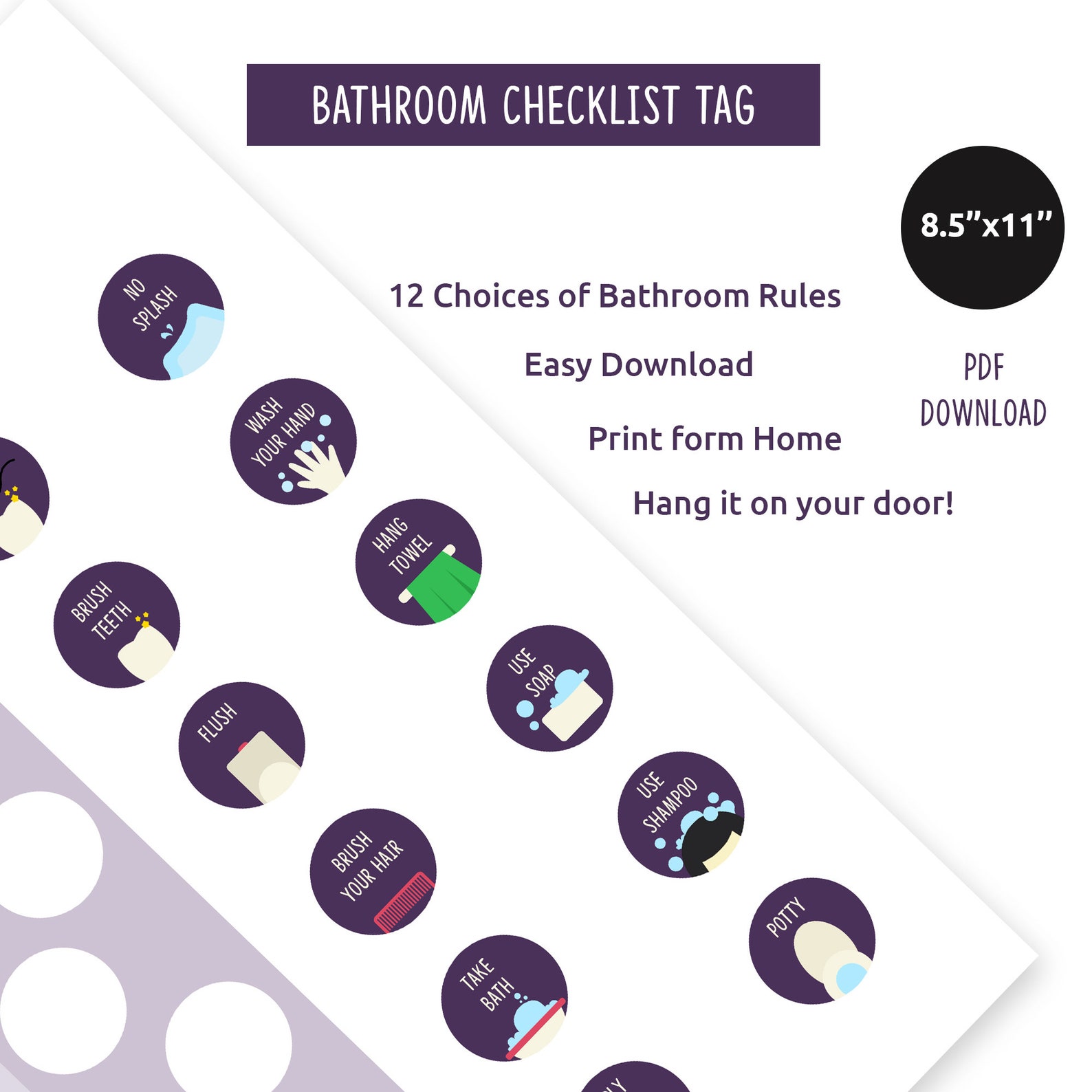 Printable Kids Bathroom Routine, Daily Bathroom Routine, Chore Chart ...