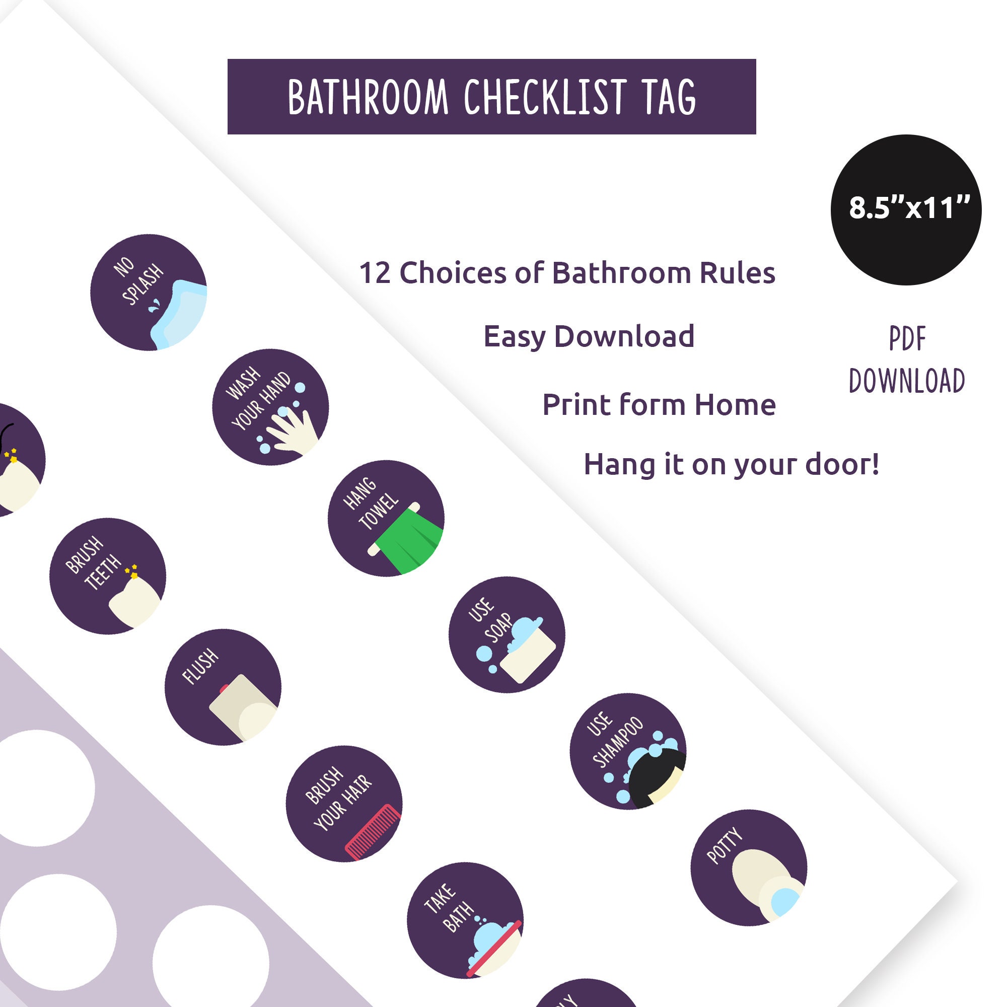 Printable Kids Bathroom Routine, Daily Bathroom Routine, Chore Chart ...