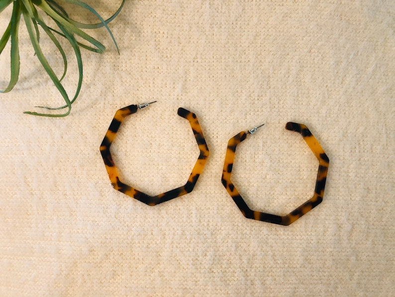 Hexagon Tortoise Shell Earrings - Etsy