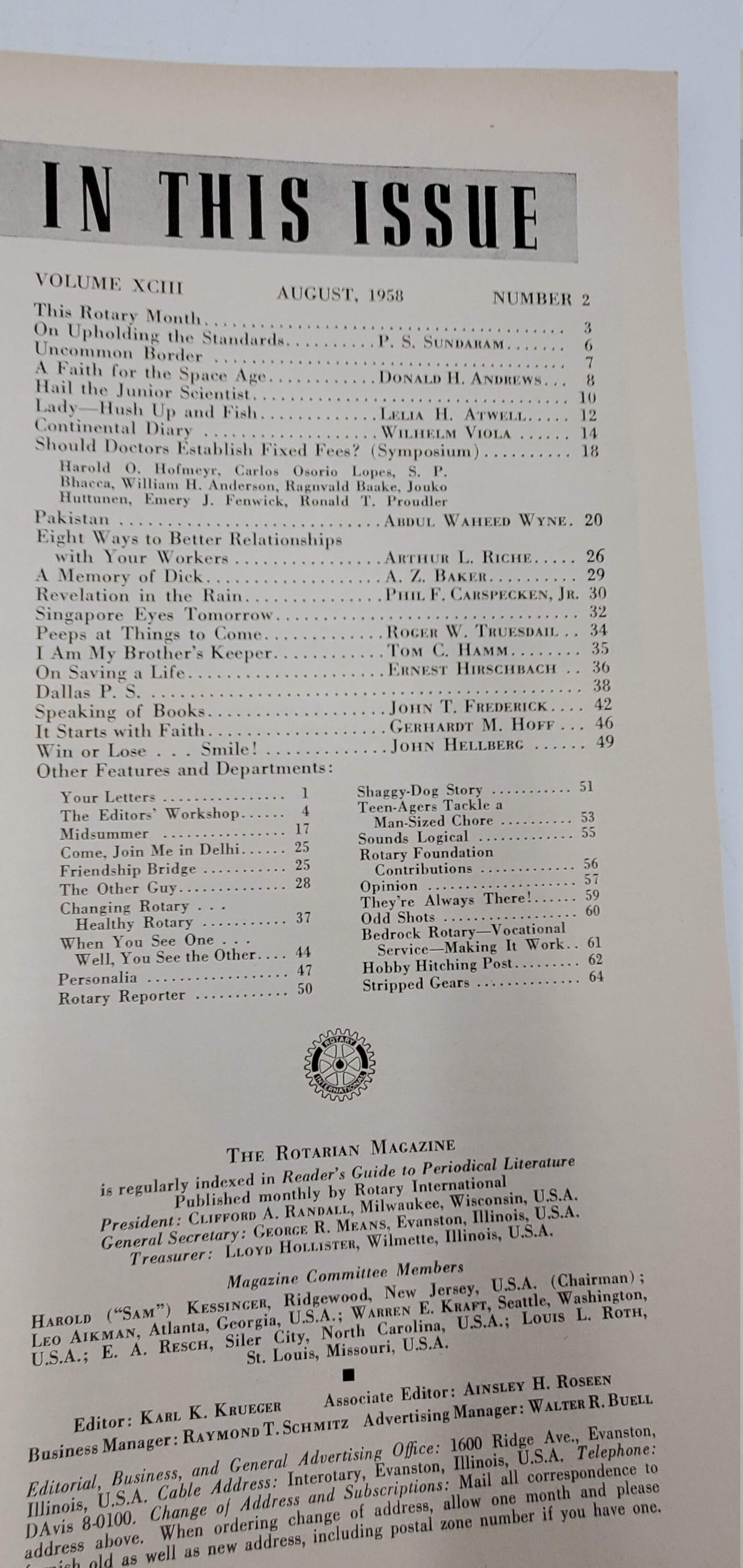 The Rotarian Magazine/ August 1958/ Pakistan | Etsy