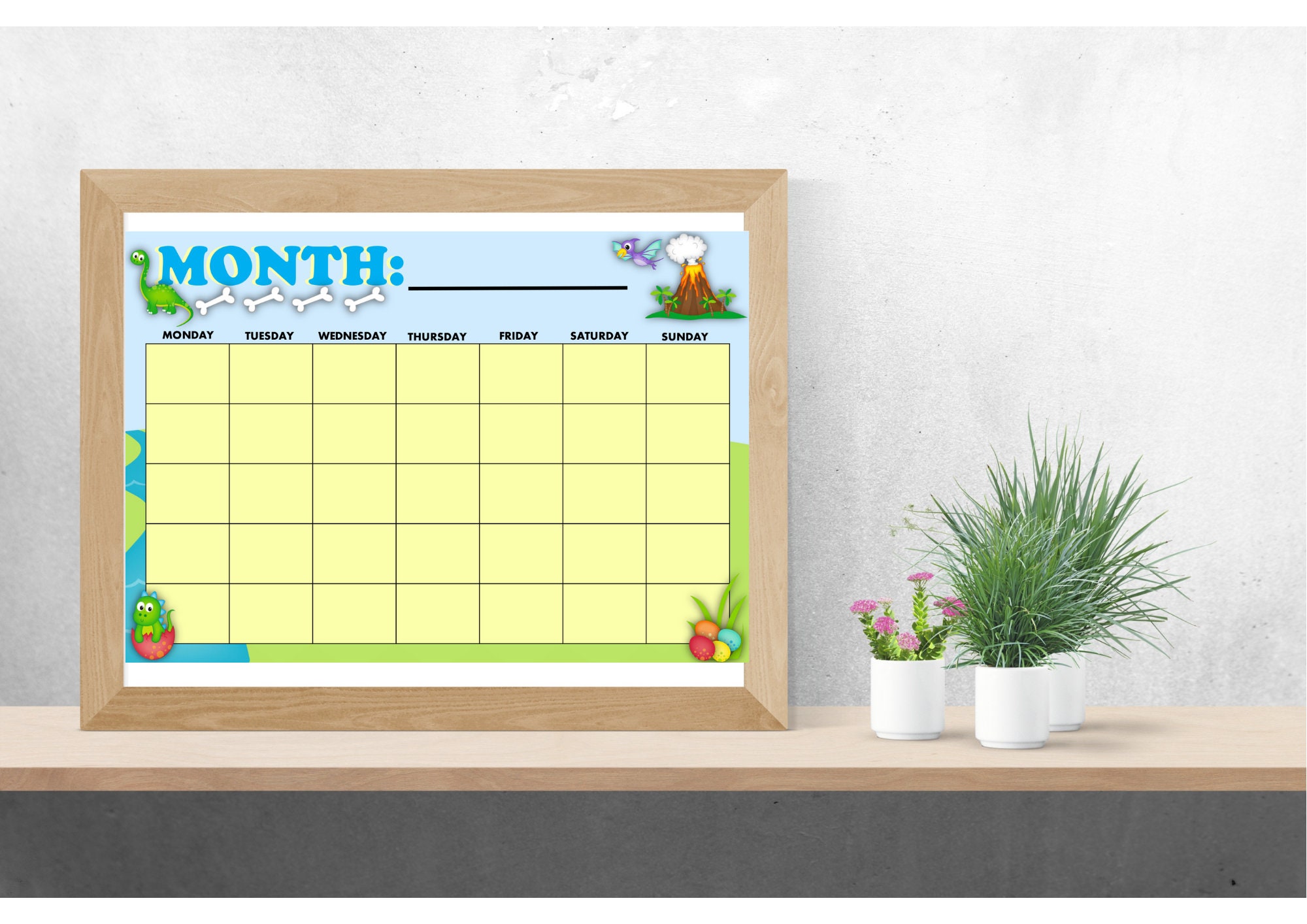 Dinosaur Dino Printable Calendar Homework Chore Tracker Notes Page ...