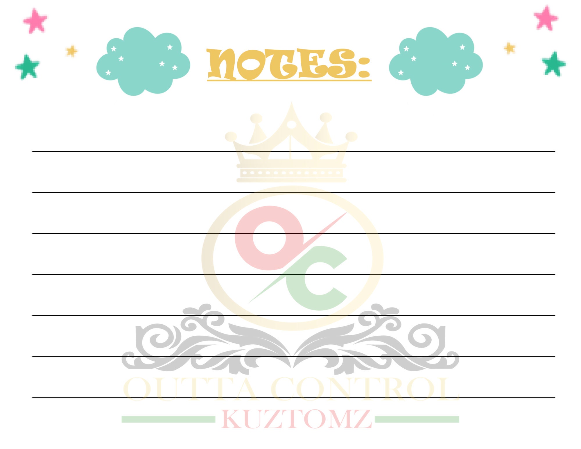 Printable Rainbow Clouds Themed Planner For Girls Pink Png | Etsy