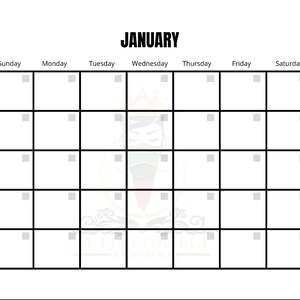 Blank 12 Month Calendar Printable | Jpeg and PDF Format Calendar ...