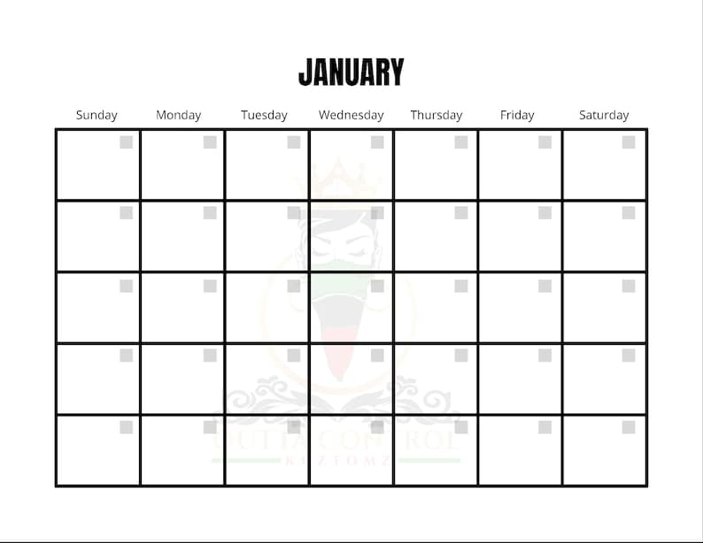 Blank 12 Month Calendar Printable Jpeg and PDF Format Calendar Vertical ...