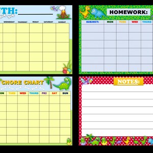 Dinosaur Dino Printable Calendar | Homework | Chore Tracker | Notes ...