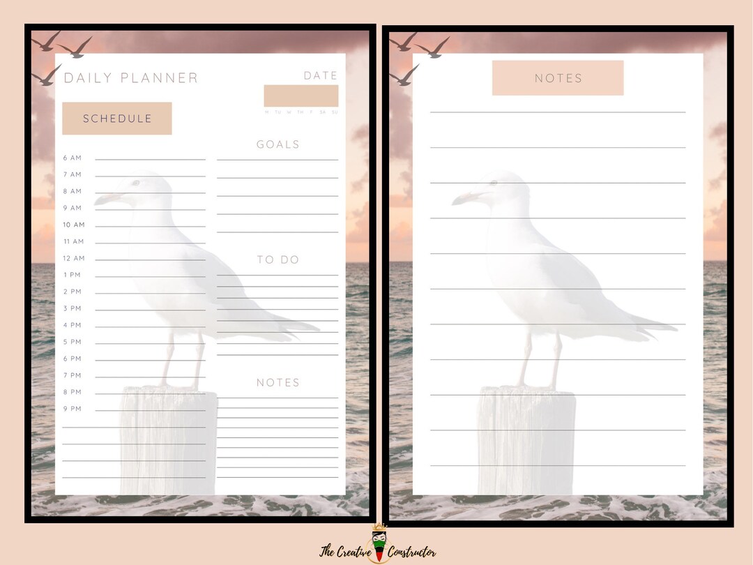 Printable Beach Theme Daily Weekly Monthly Calendar To-do-list Notes ...