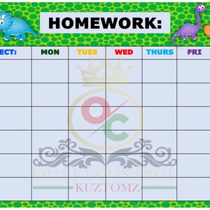 Dinosaur Dino Printable Calendar | Homework | Chore Tracker | Notes ...