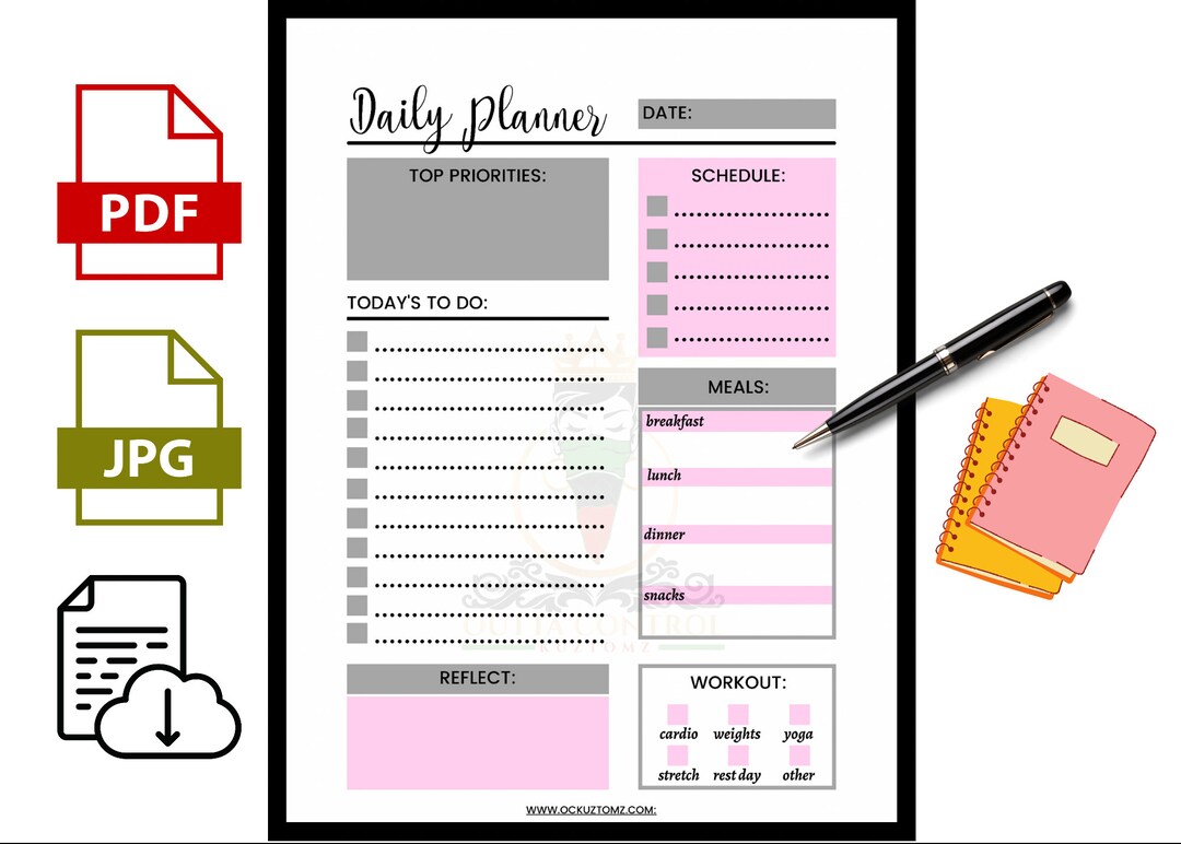 Digital Daily Planner L PDF Printable I Daily Planner 8.5 X 11 Letter ...