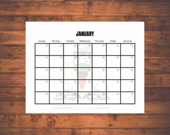 Blank Printable 12 Month Calendar - Etsy