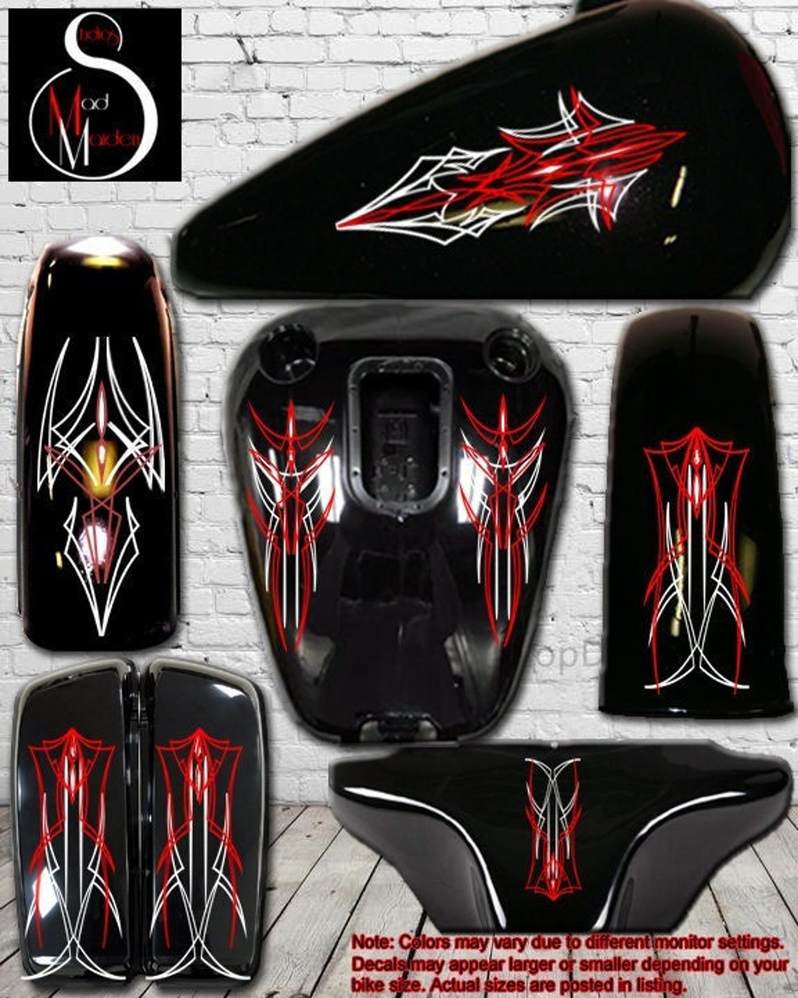 Motorcycle Pinstripe Decal Set Universal for Honda, Harley, Victory ...