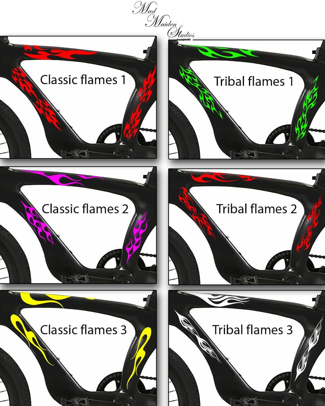 Bicycle Frame Decal Set: E-bike, Scooter, Mini Bike Accessory (set of ...