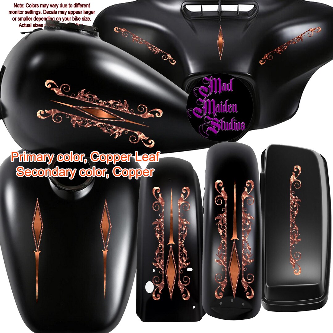 Motorcycle Pinstripe Floral Decal Vinyl Graphics Set - Etsy