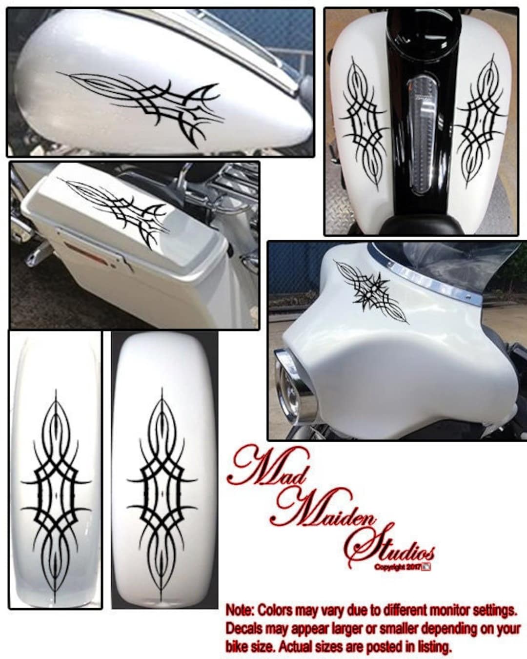 Motorcycle Pinstripe Decals Vinyl Set, Victorian Gothic Style ...