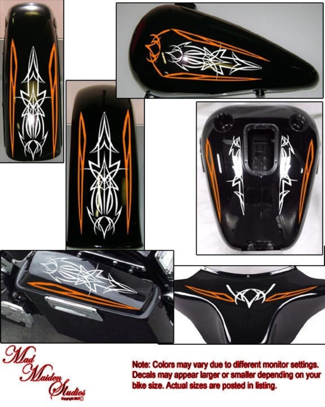 Motorcycle Pinstripe Decal Set Universal Set For, Harley, Honda, Yamaha ...