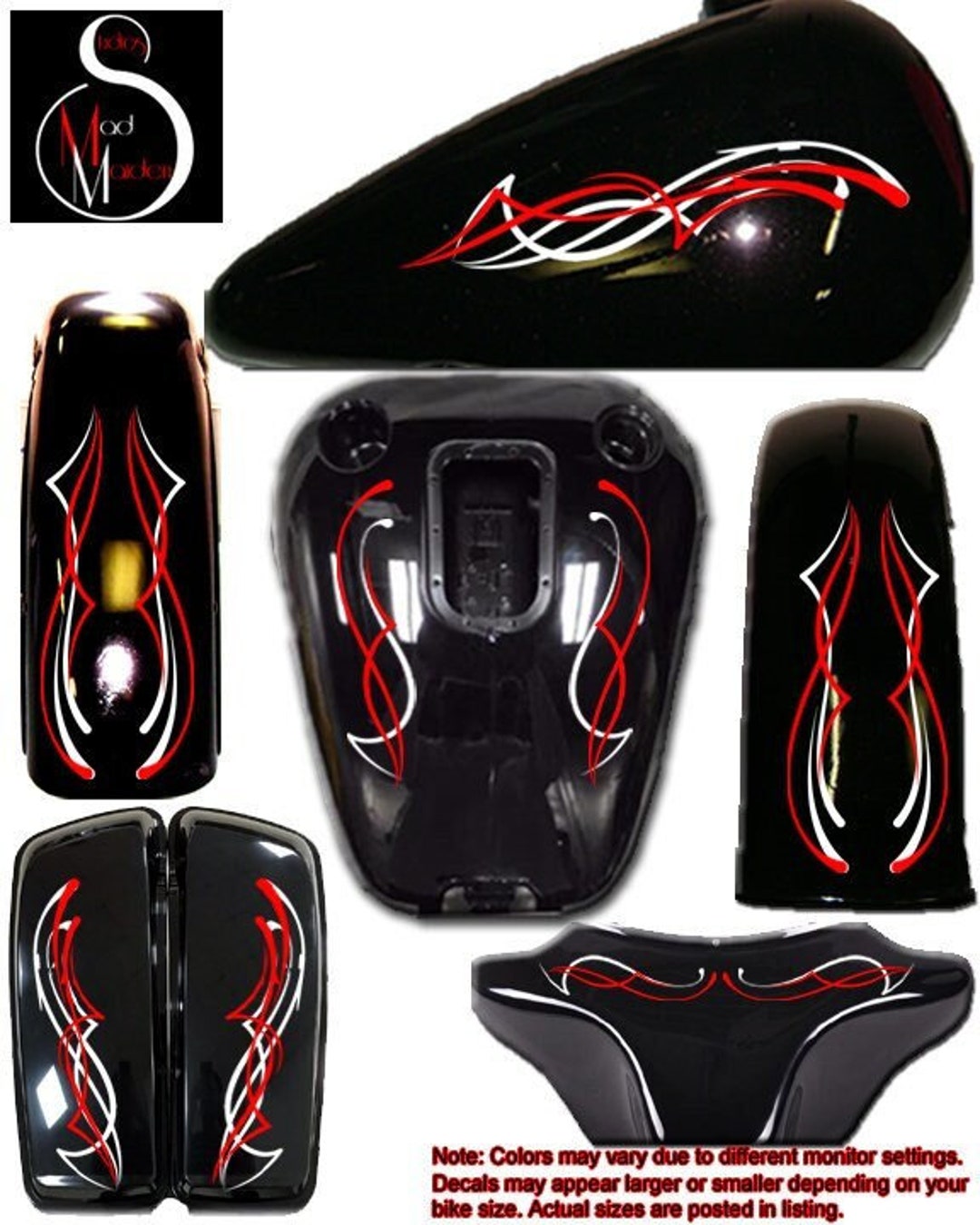 Motorcycle Pinstripe Decal Set Universal for Honda, Harley, Victory ...