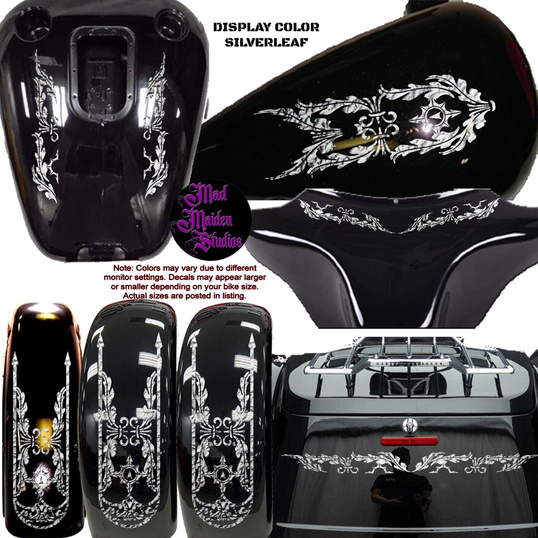 Motorcycle, Trike, Floral Decals Graphic Vinyl Set, Bike, Bagger, and ...