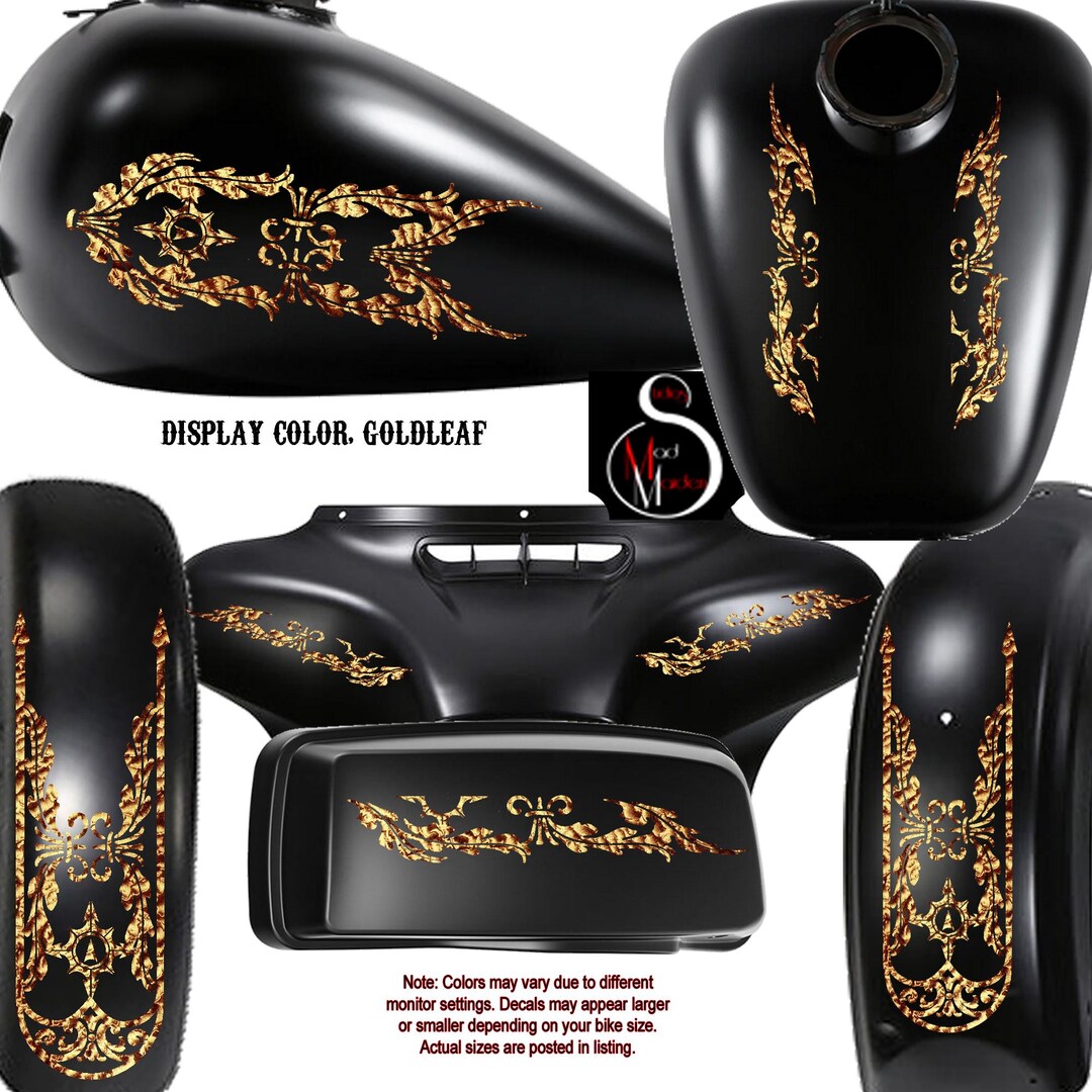 Motorcycle, Trike, Floral Decals Graphic Vinyl Set, Bike, Bagger, and ...