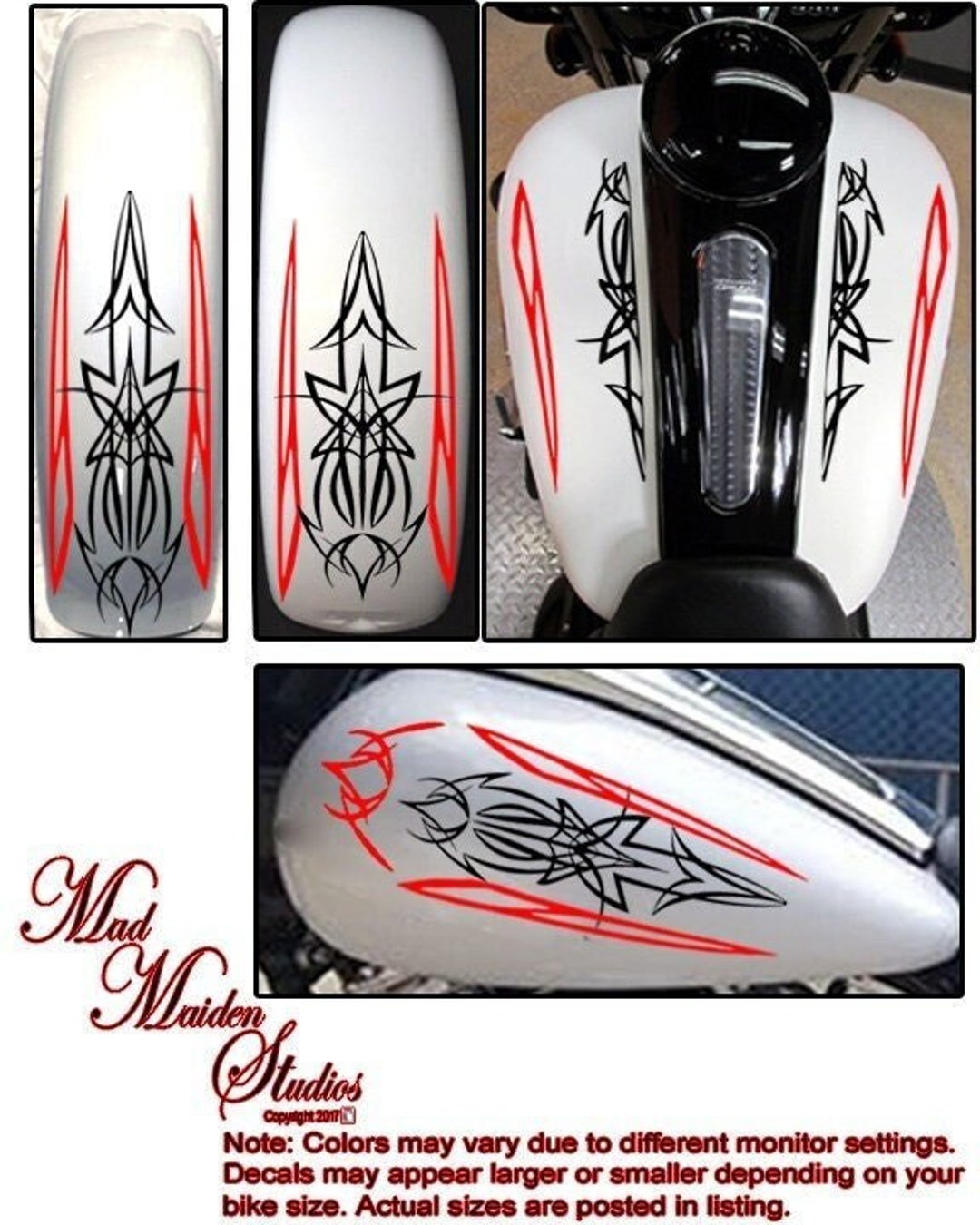 Motorcycle Pinstripe Decal Set Universal Set For, Harley, Honda, Yamaha ...