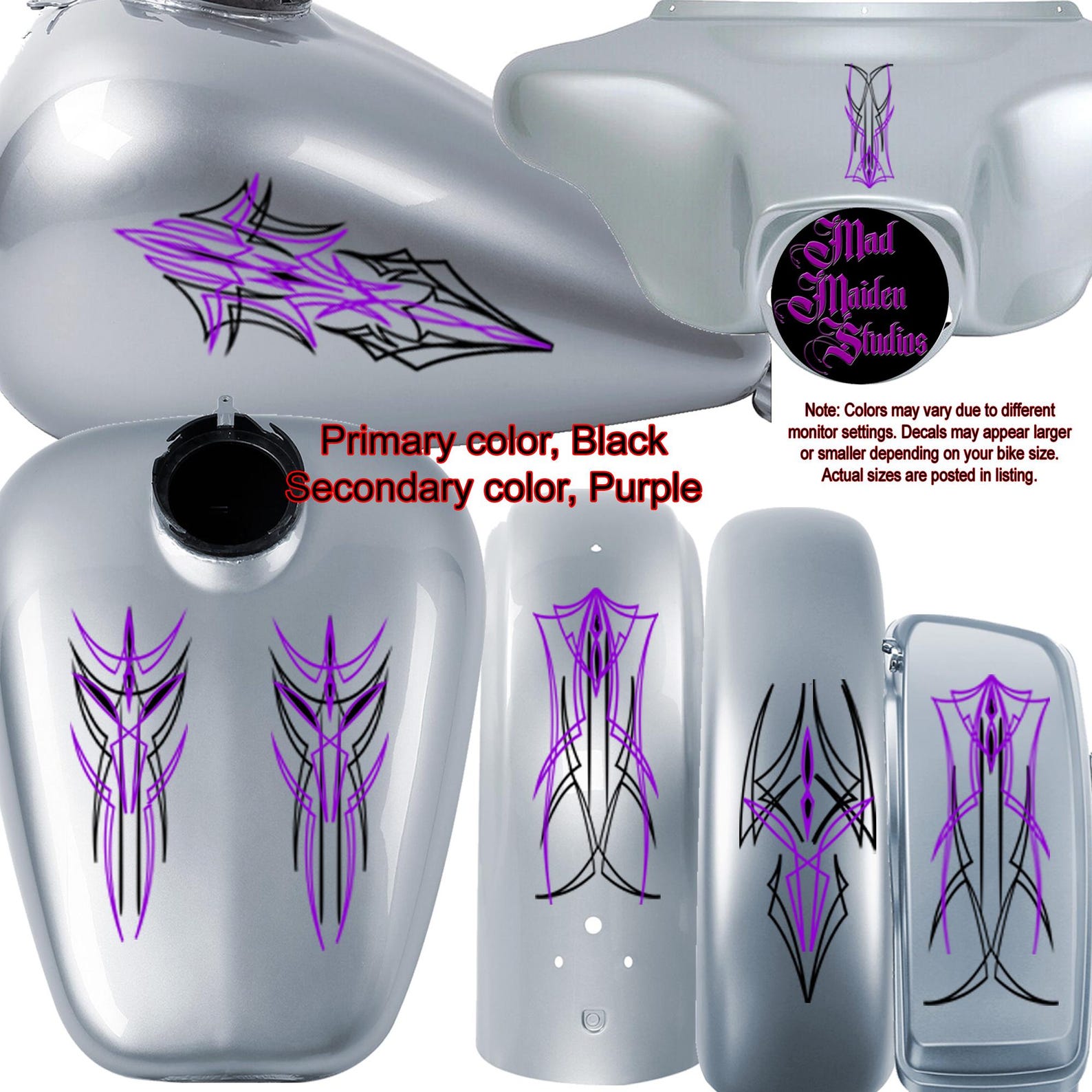 Motorcycle Pinstripe Decal Set Universal for Honda, Harley, Victory ...