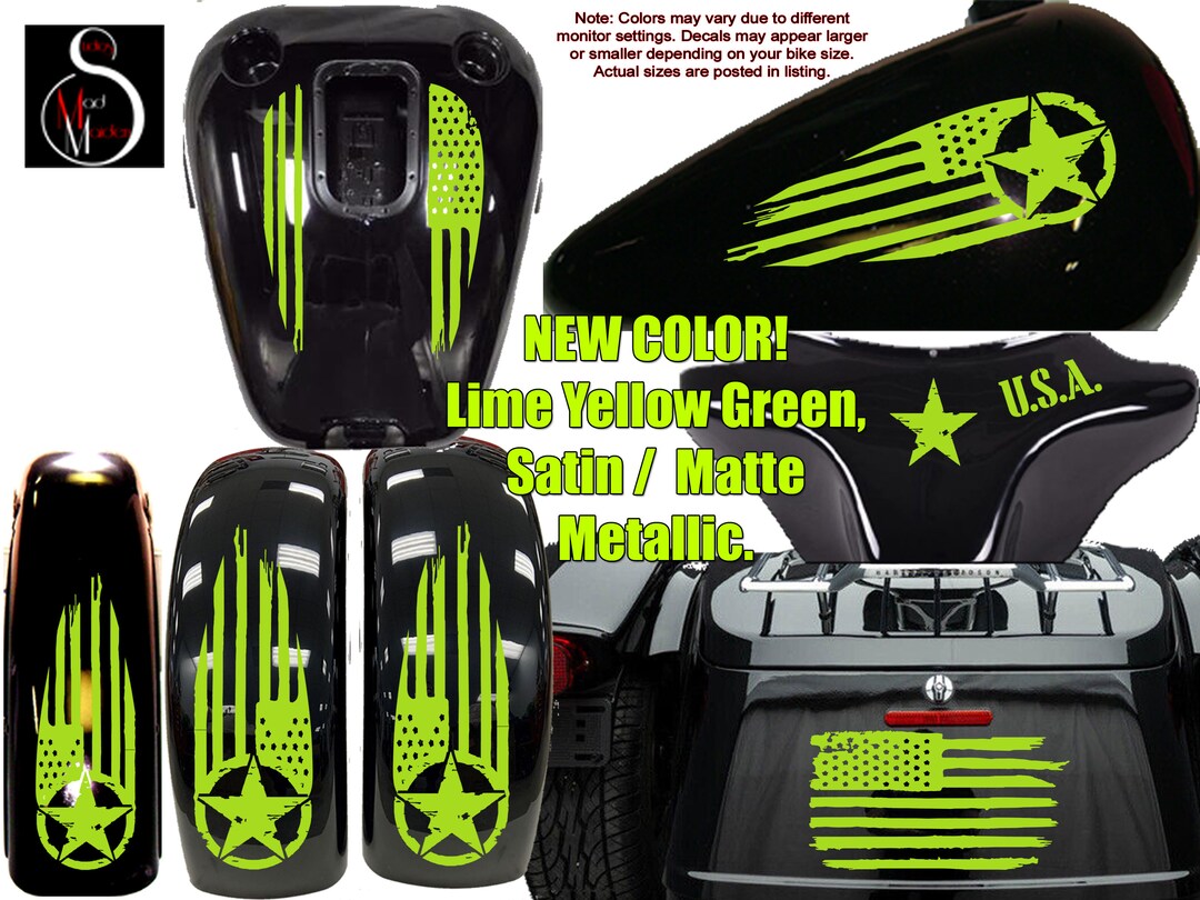 Motorcycle, Trike Decal Set, American Flag Universal for Honda, Harley ...