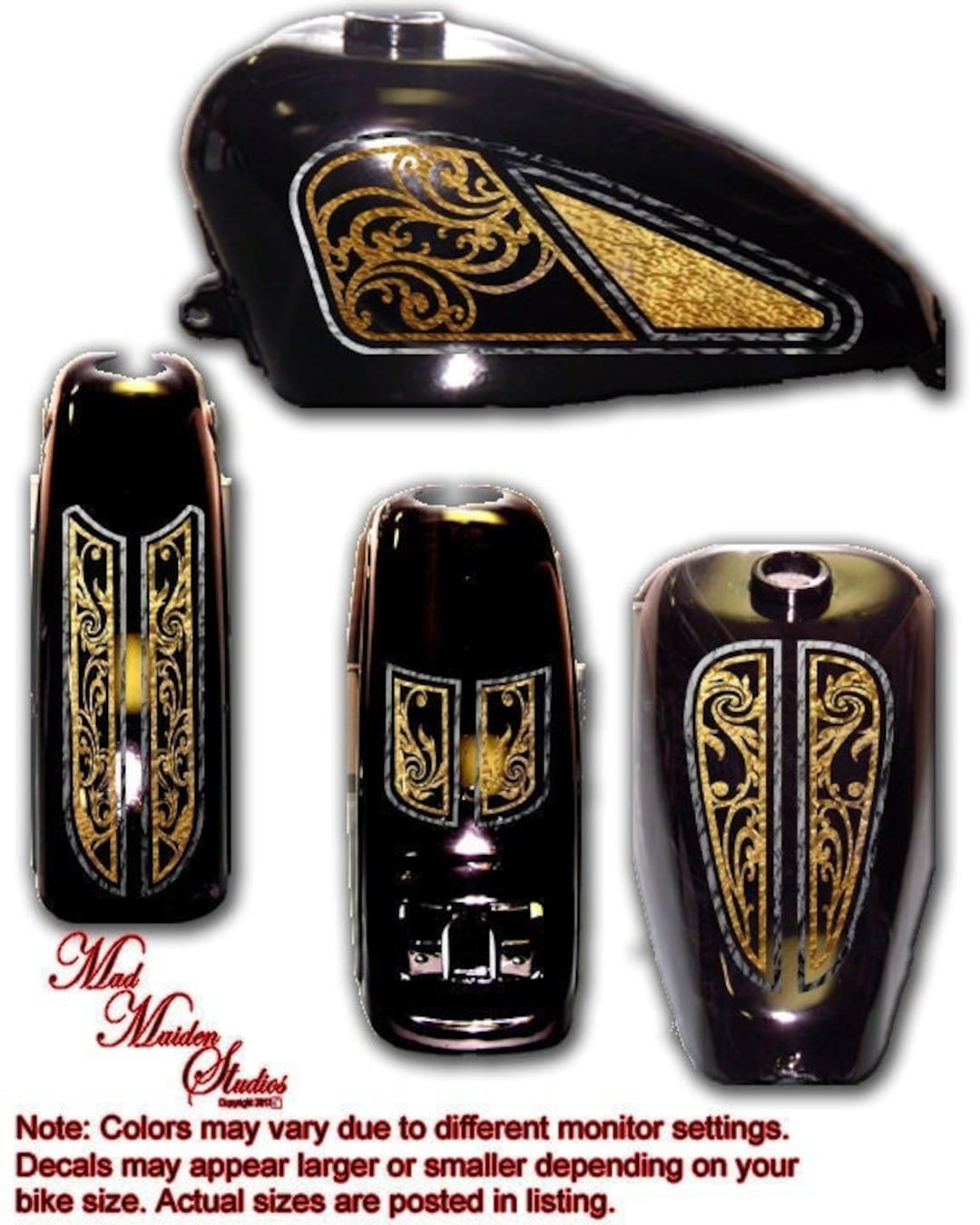 Motorcycle Gas Tank & Fender Decal Set. Universal for Harley, Honda ...