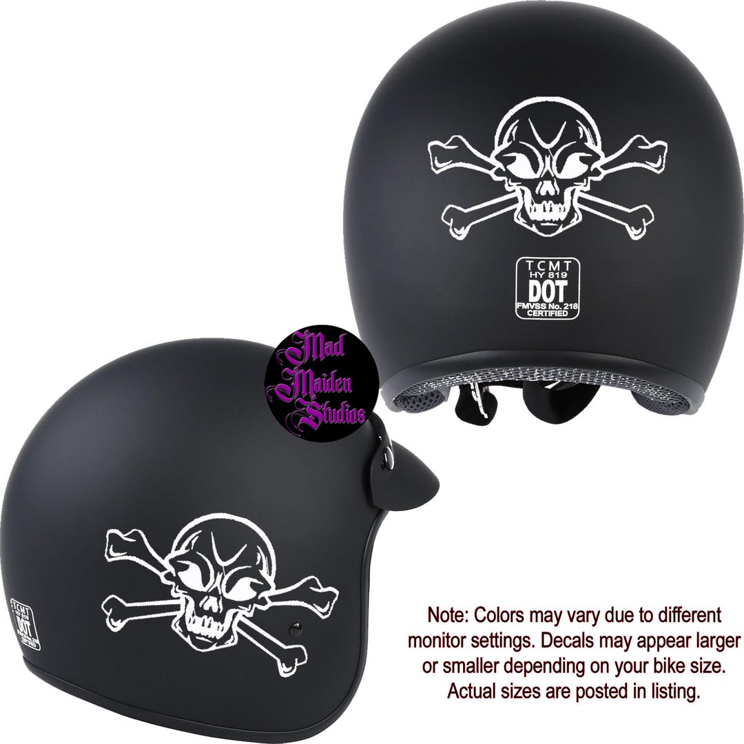 Helmet Decal Set. Skull and Bones Pick Your Color. - Etsy