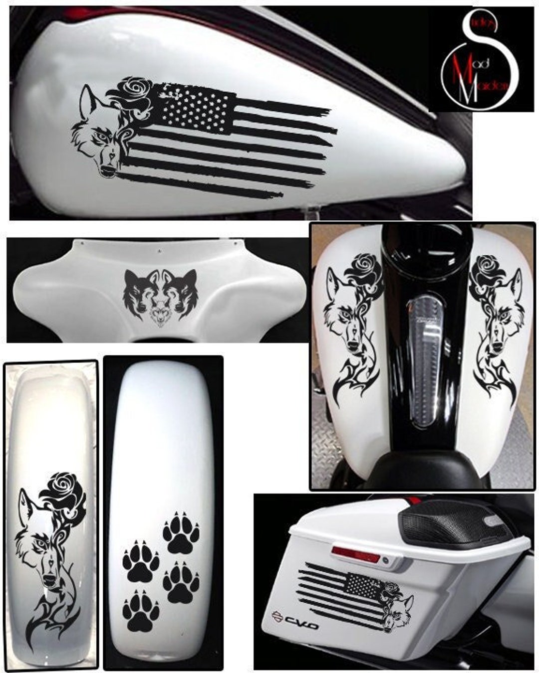 Motorcycle Graphics Decals Vinyl Set, Universal for Honda, Harley ...