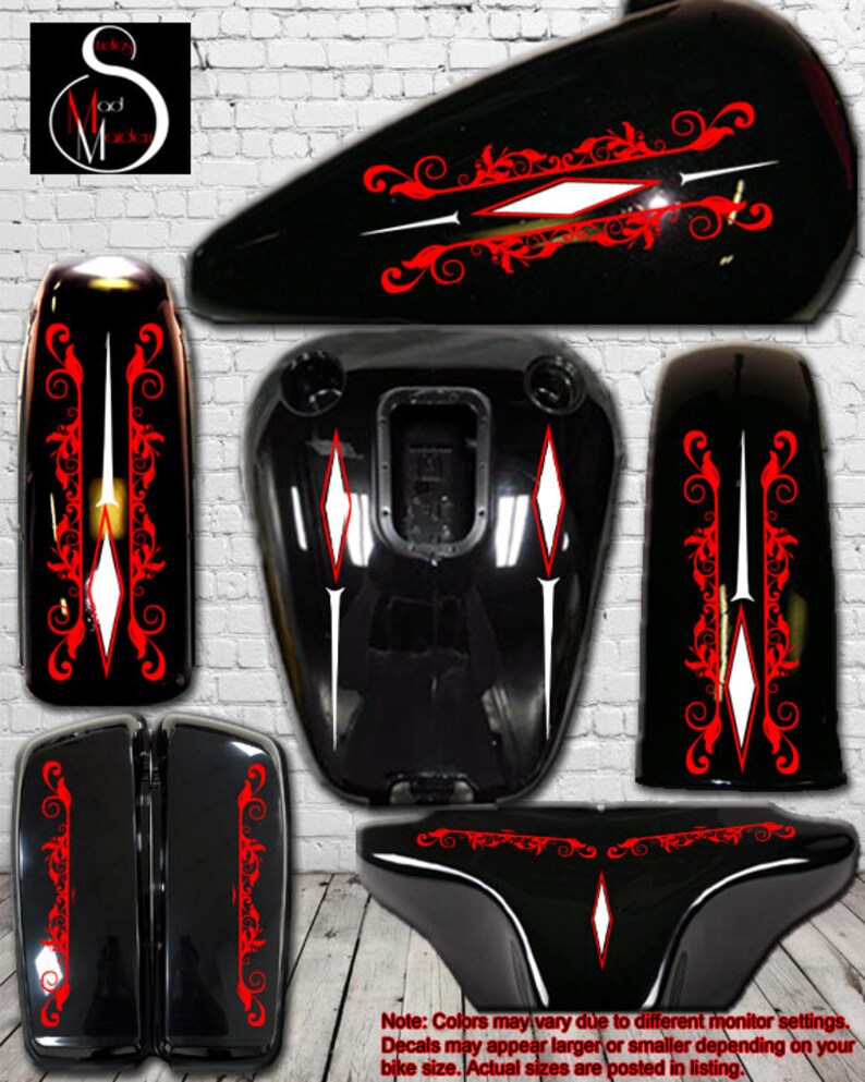 Motorcycle Pinstripe Floral Decal Vinyl Graphics Set - Etsy