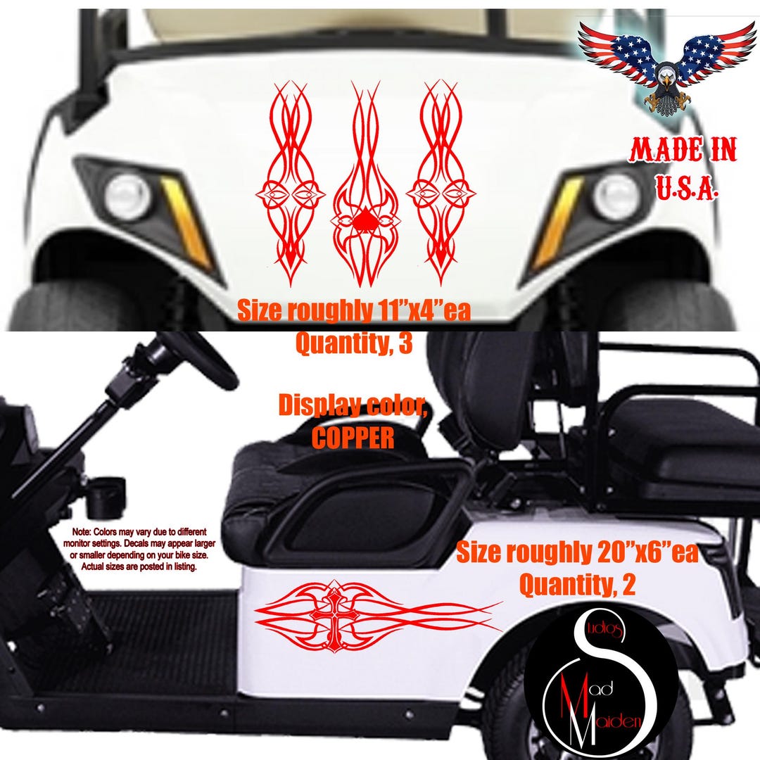 Golf Cart Pinstripe Decal Set: Racing Stripes, Customizable Colors - Etsy