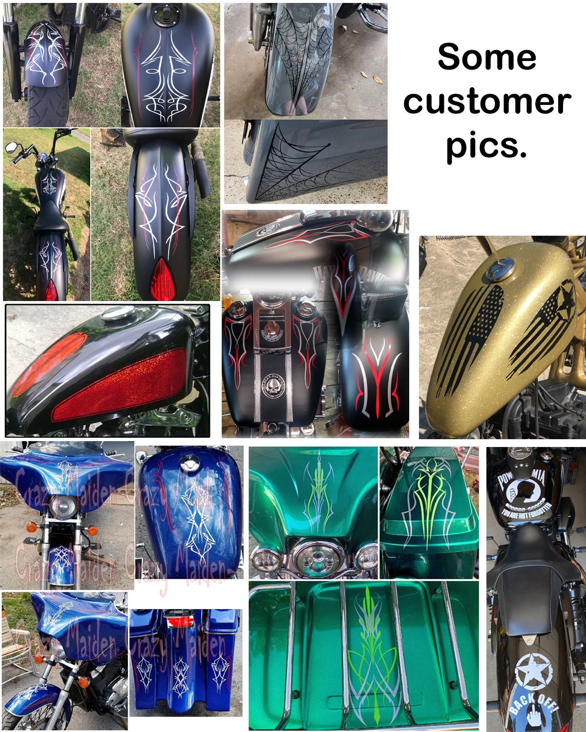 Motorcycle Pinstripe Decal Set, Coffin Style. - Etsy