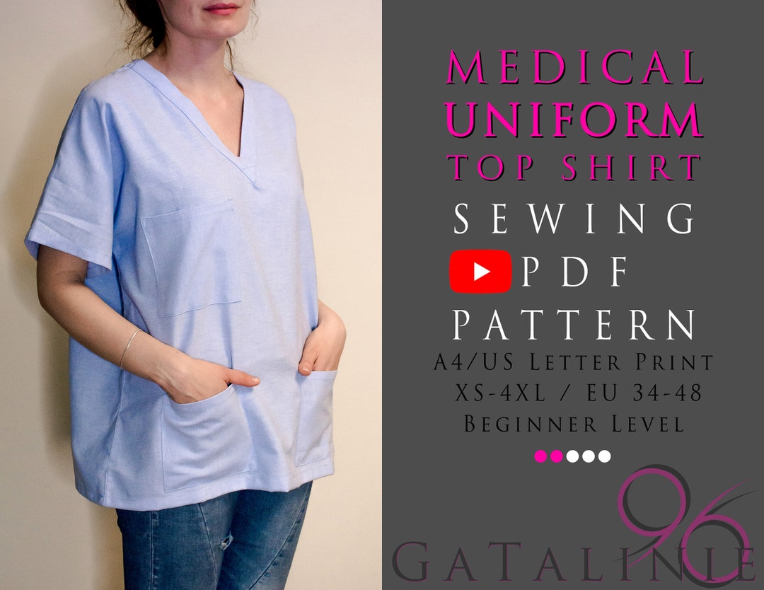 Unisex Medical Uniform Top Shirt * Short Sleeves Pockets * Nurse Scrubs ...