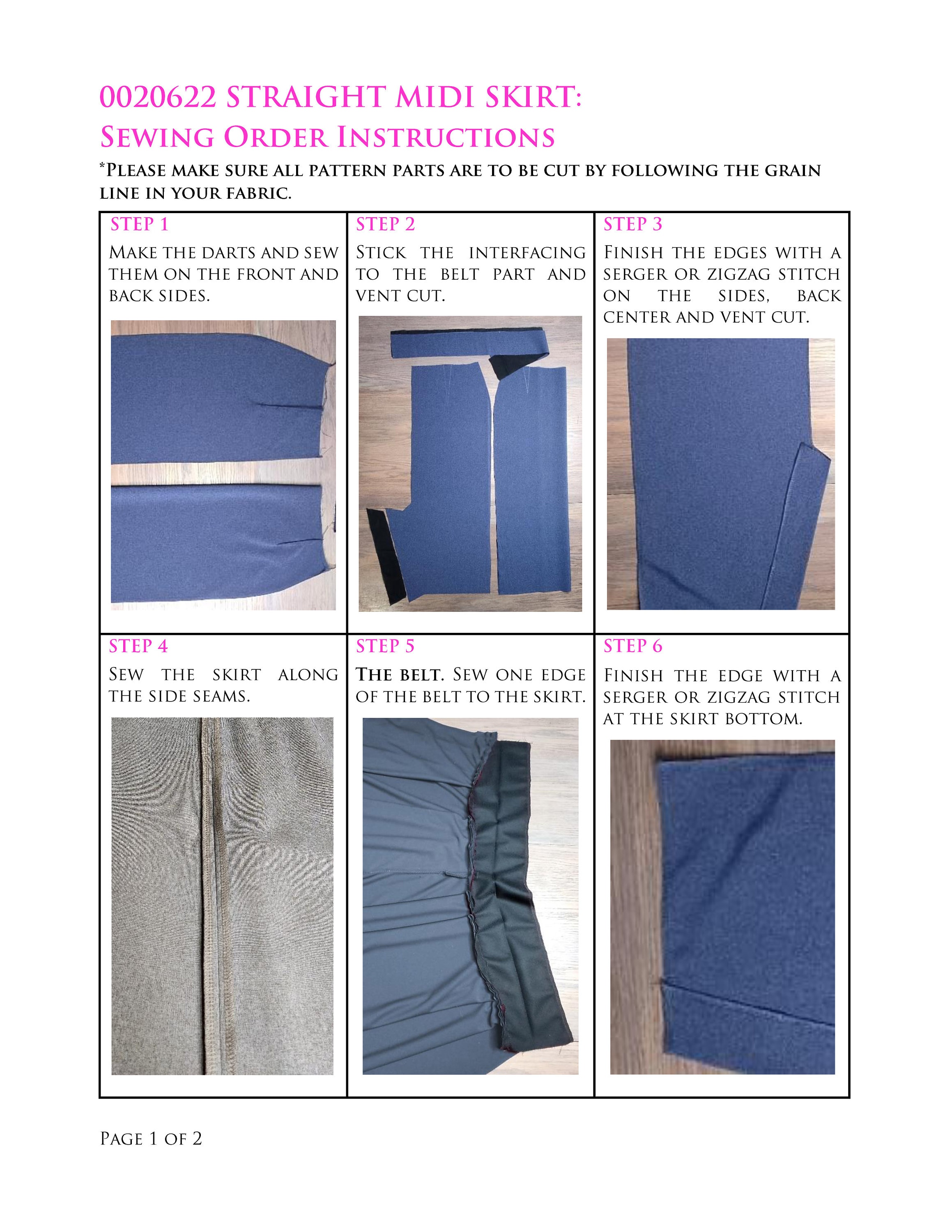 Straight Midi Skirt With Back Vent Cut * Instant Download PDF Sewing ...