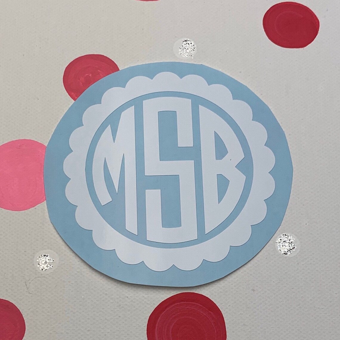 Scallop Border Monogram, Car Monogram, Laptop Sticker, Small Vinyl ...