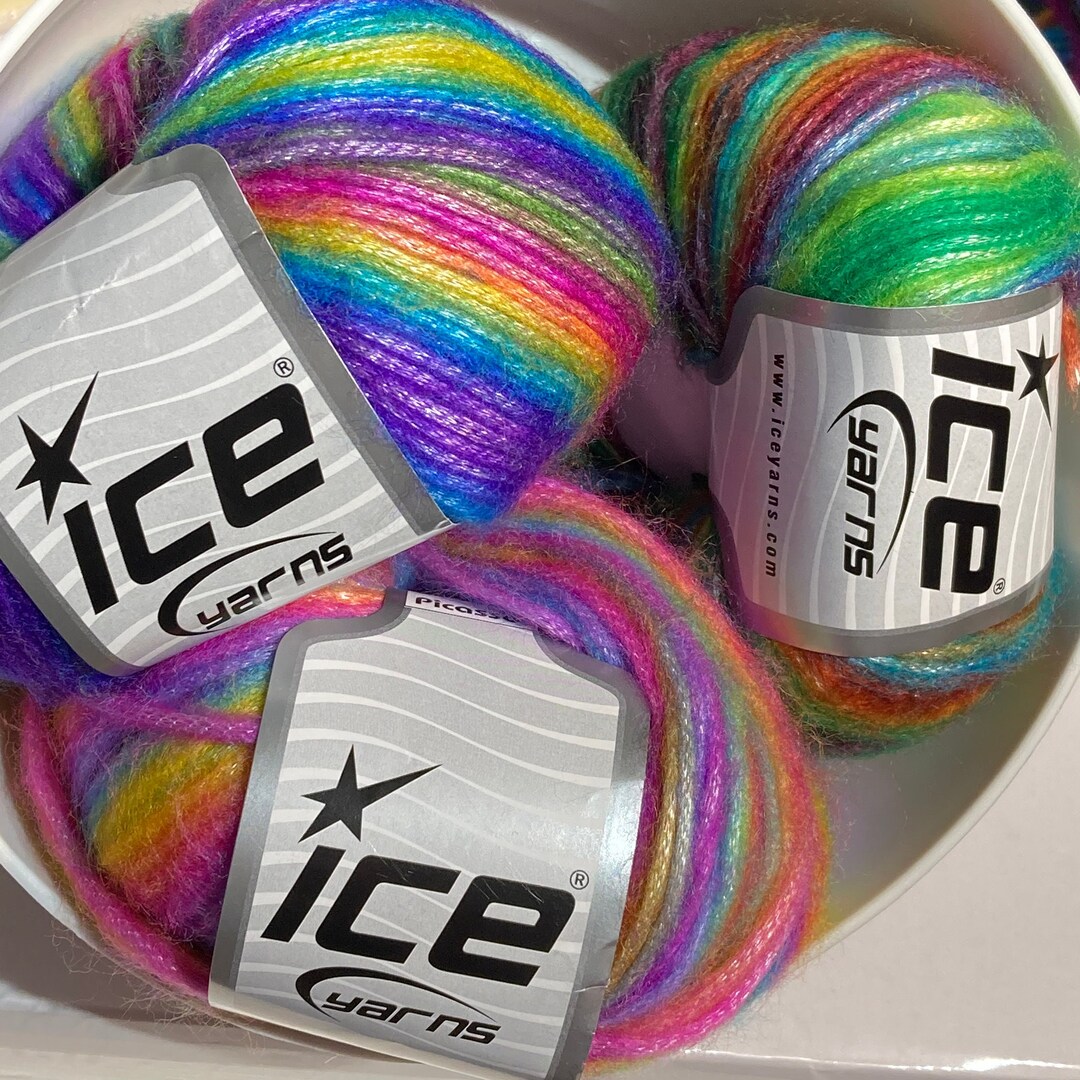 Picasso Rainbow Ice Yarns Self Striping Yarn Multicoloured Yarn Soft ...