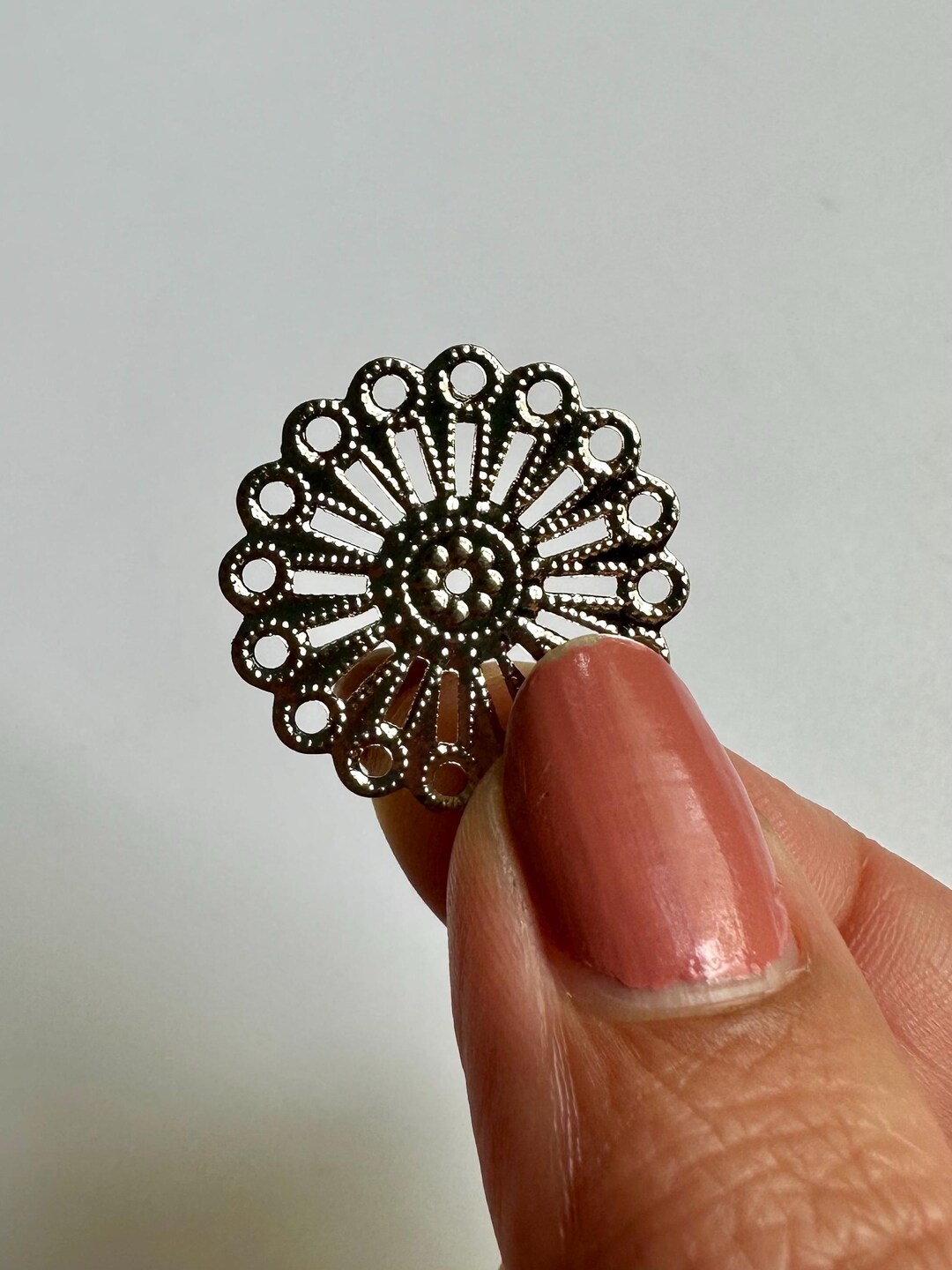 Set of 12 Vintage Silver Metal Filigree Disc Craft Embellishment / 1 ...