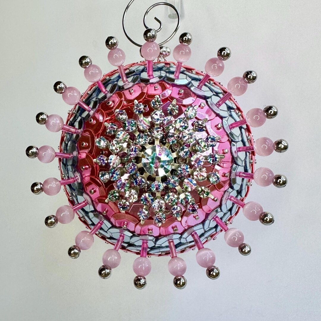 Sequined & Beaded Vintage Inspired Pushpin Ornament With Rhinestone ...