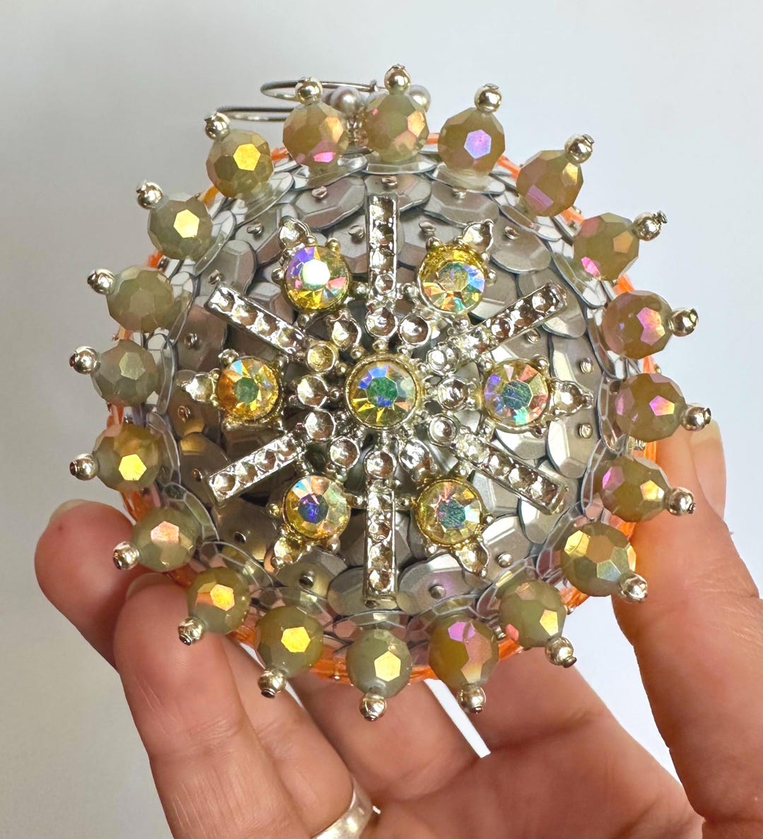 Sequined Pushpin Christmas Ornament / Upcycled Vintage Rhinestone ...