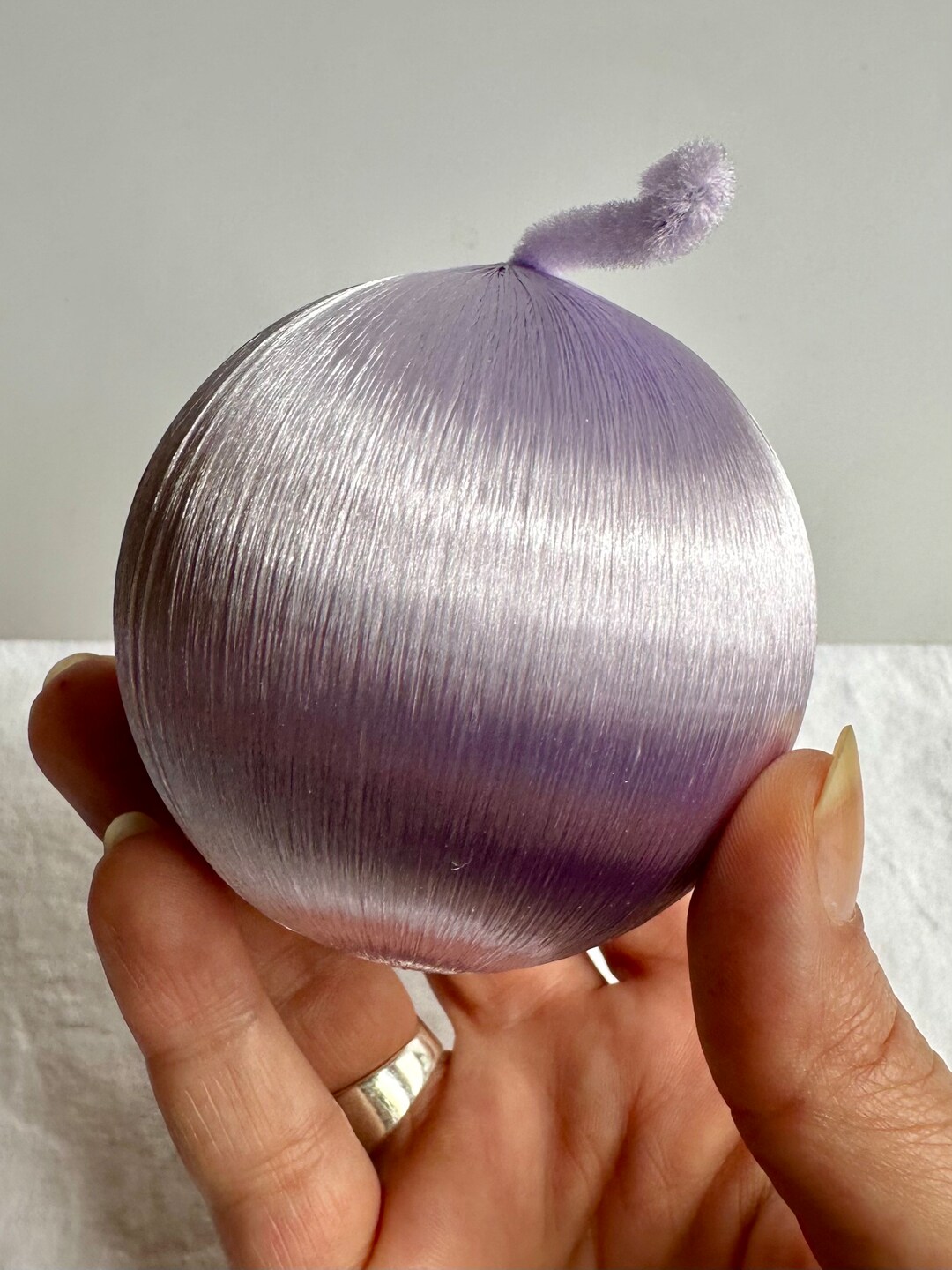 3 Inch Lilac Satin Sheen Spun Ball Christmas Ornament With Foam Core / Make Your Own Pushpin ...