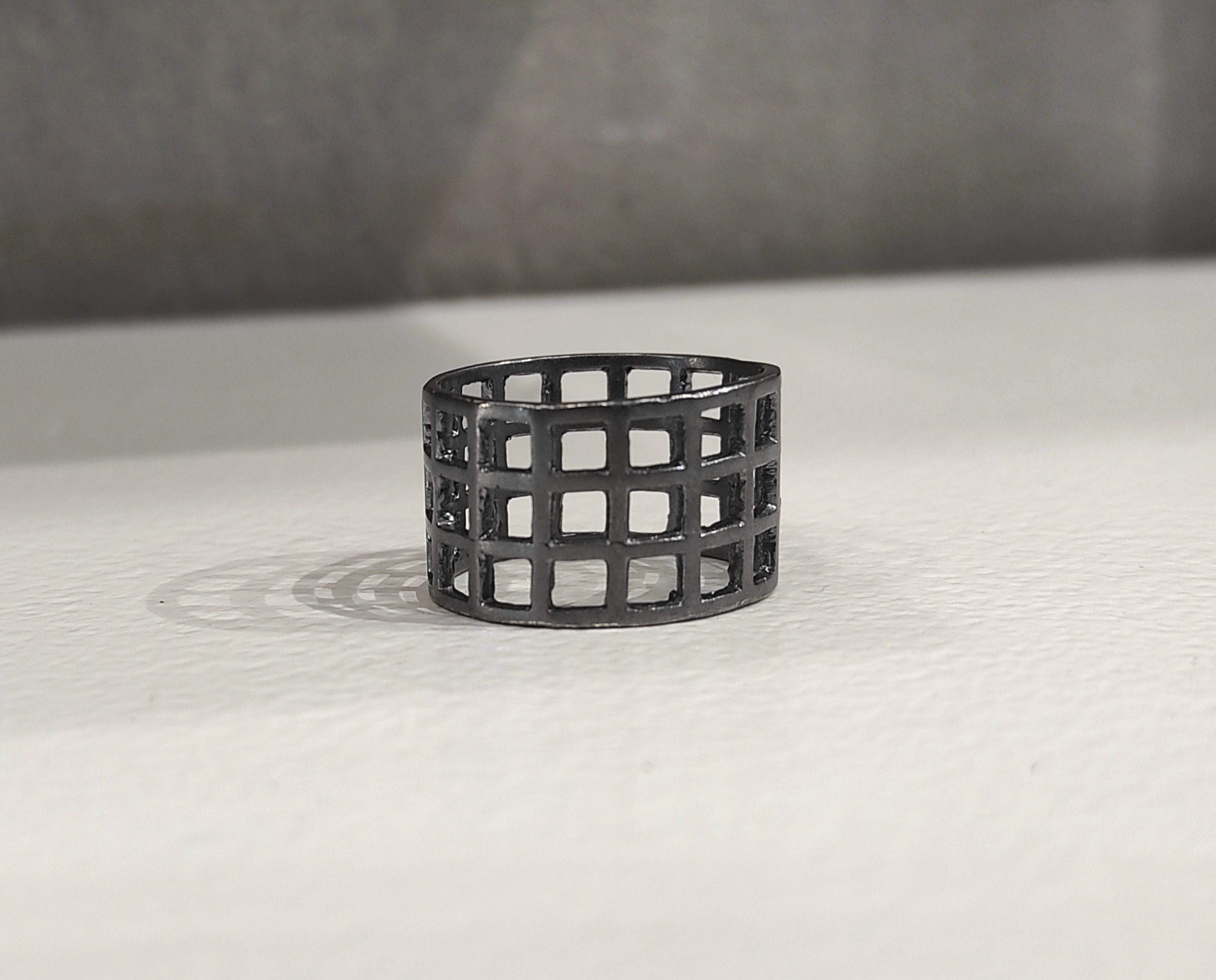Perforated Wide Band Ring Oxidized Silver Band Ring 13 Mm Wide Band ...