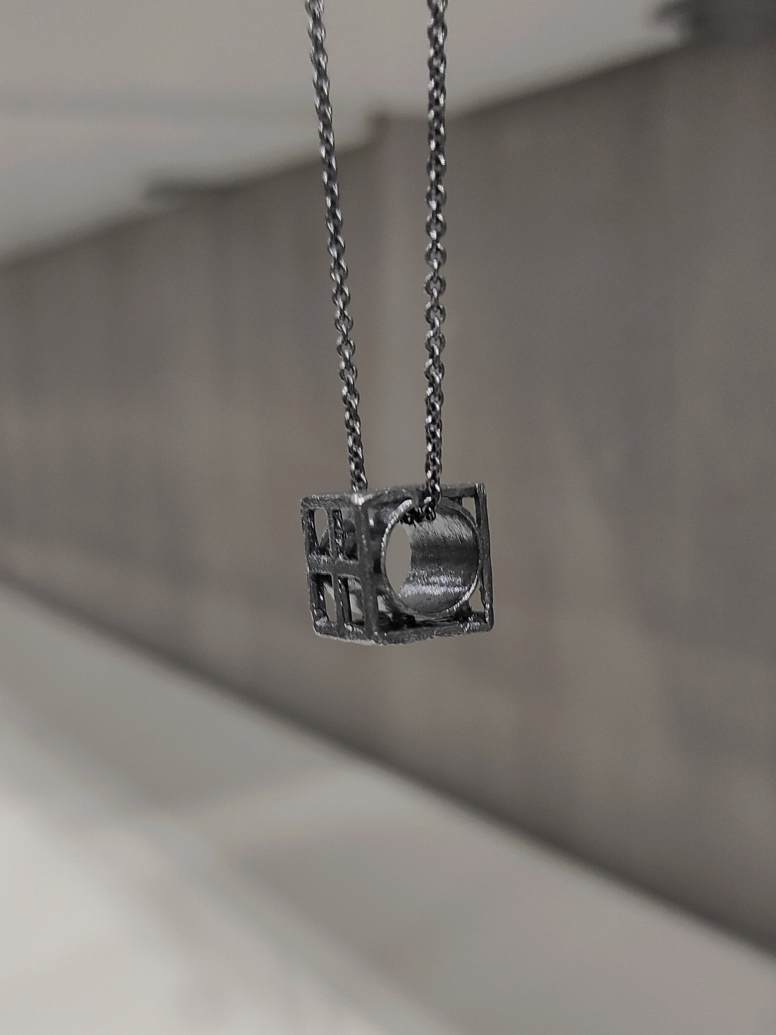 Cube Pendant Necklace Oxidized Silver Pendant Necklace Perforated Cube ...