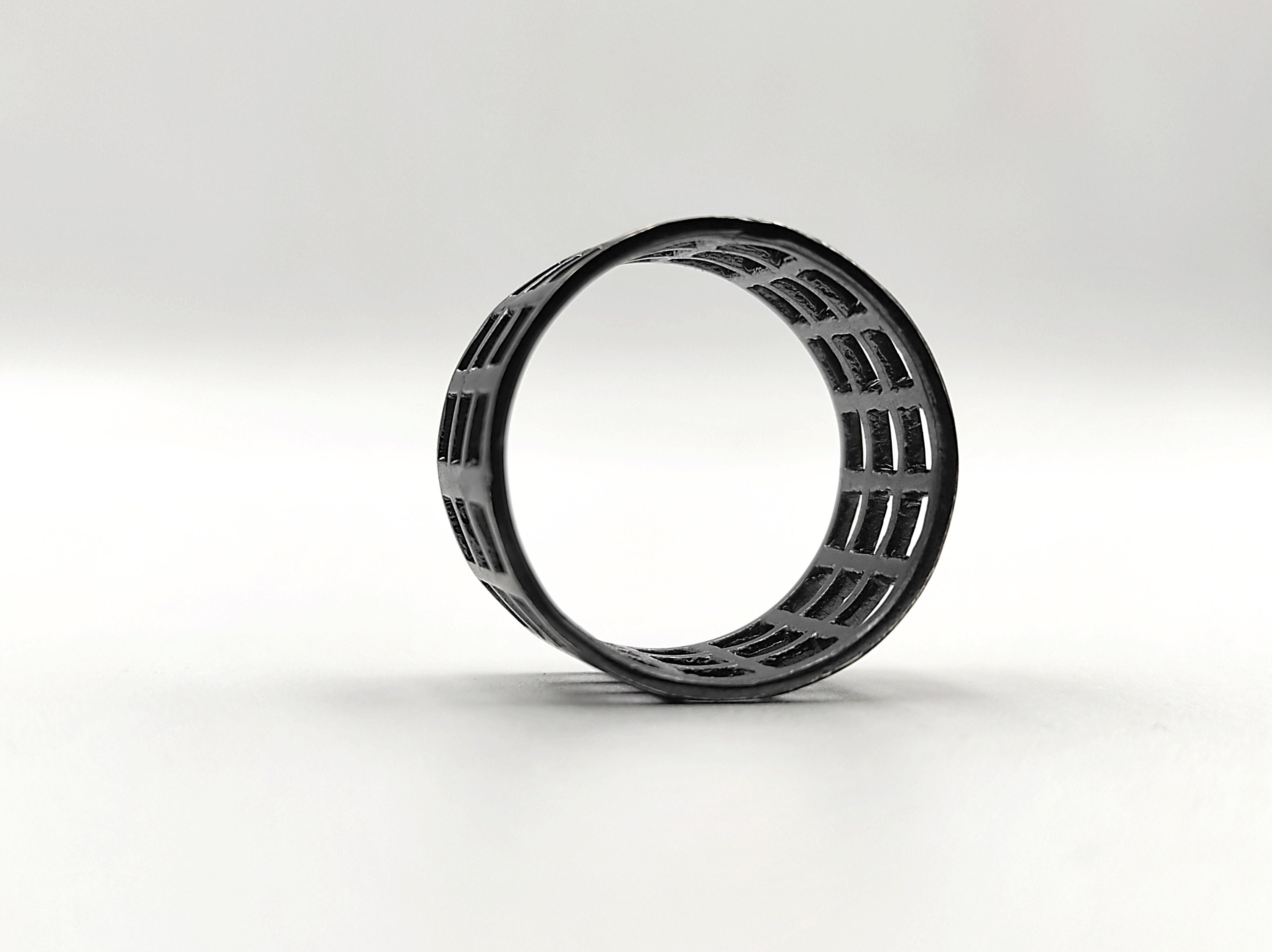 Perforated Wide Band Ring Oxidized Silver Band Ring 13 Mm Wide Band ...