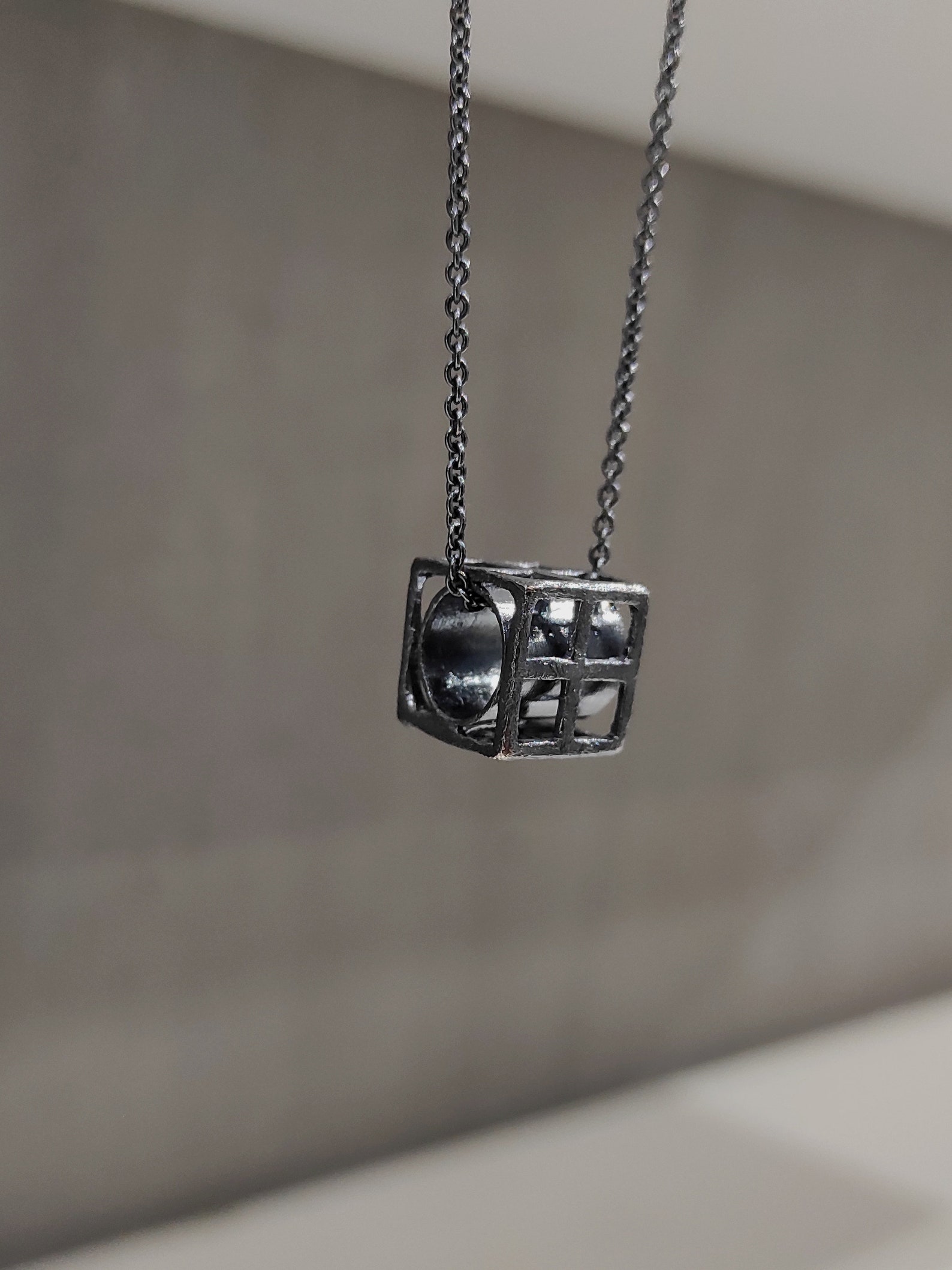 Cube Pendant Necklace Oxidized Silver Pendant Necklace Perforated Cube ...