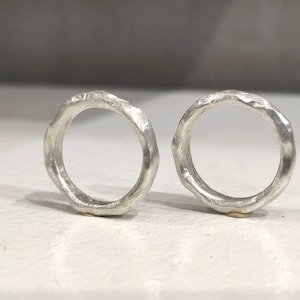 Organic Handmade Ring Sterling Silver Solid Silver Ring Matte Rough Hammered Ring Stackable Band ...